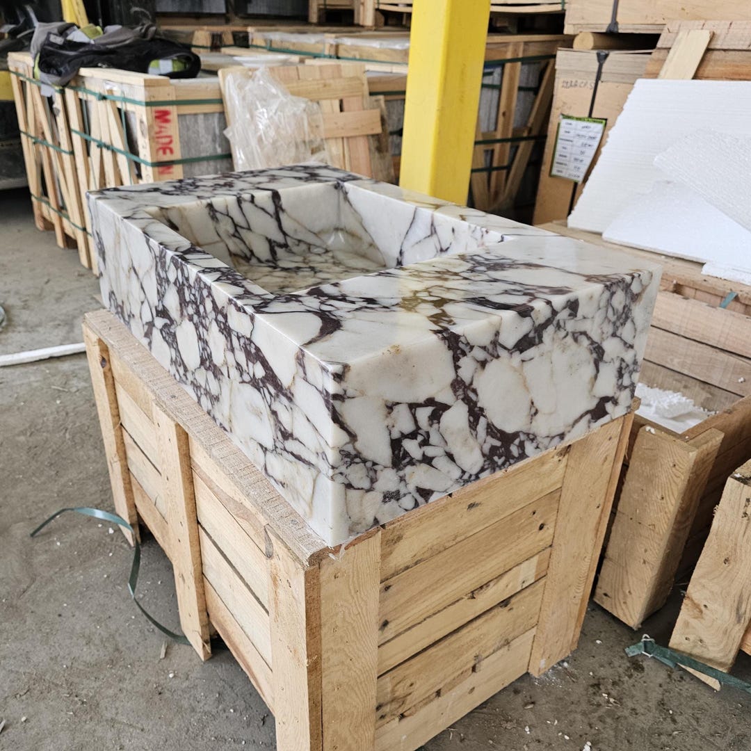 Calacatta Viola Marble Sink Wall Mount Marble Sink Marble Bathroom Sink ...