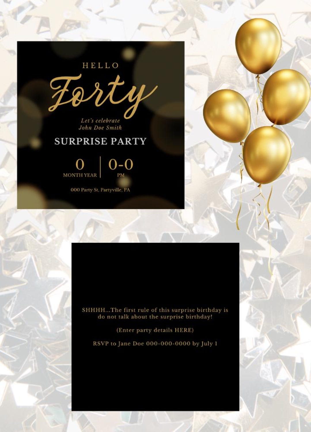 Editable Elegant Surprise Party Invitation, Text Invitation, Elegant ...