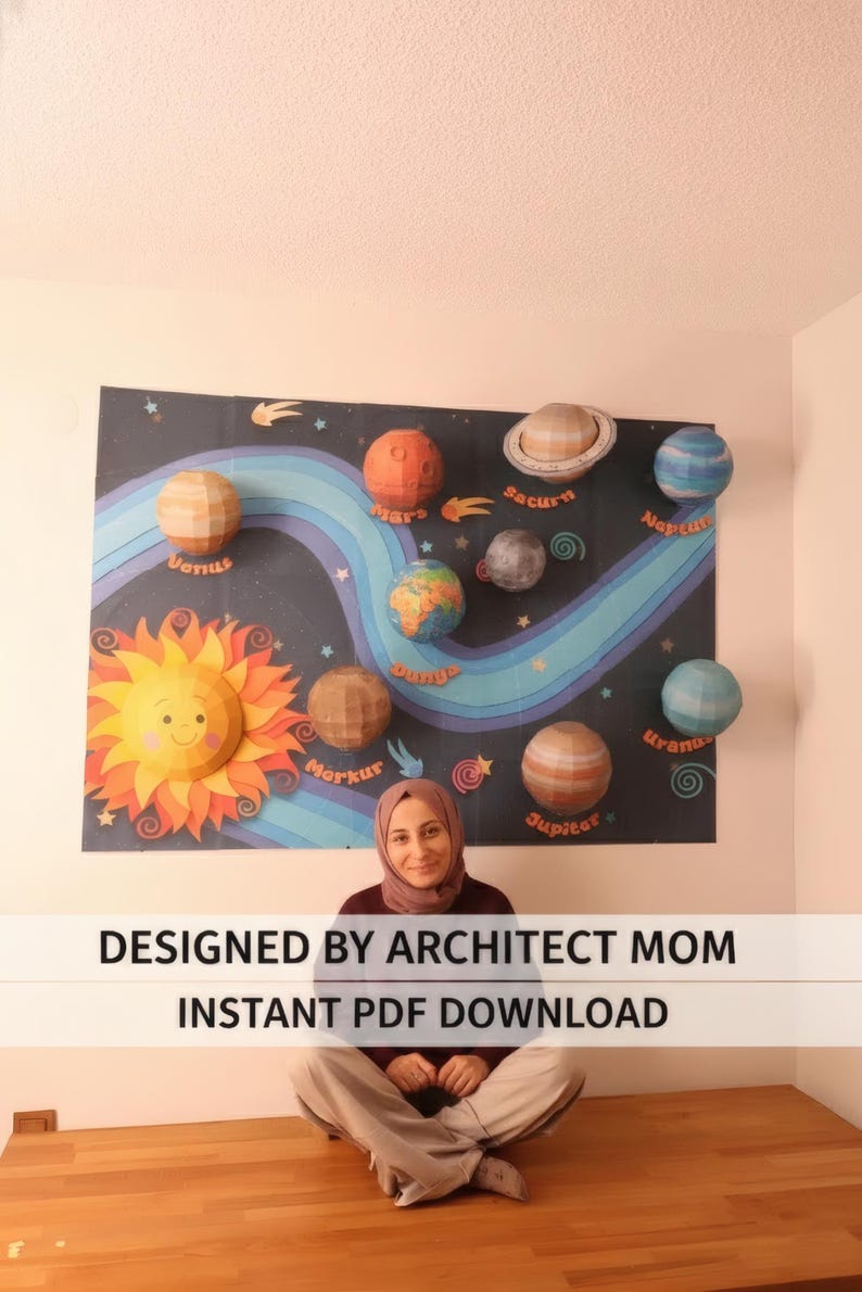 3D Solar System Papercraft – Realistic Planets Wall Art (PDF) - Etsy