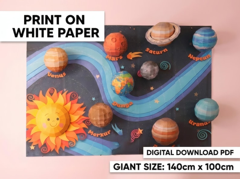 3D Solar System Papercraft – Realistic Planets Wall Art (PDF) - Etsy Canada
