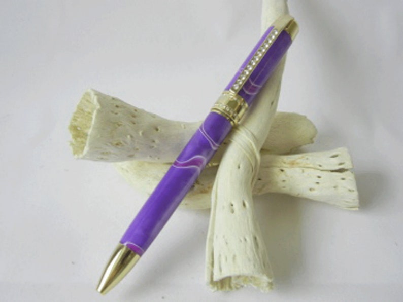 Pen in Princess Purple Passion, 24kt Gold Feminine Swarovski Crystals ...
