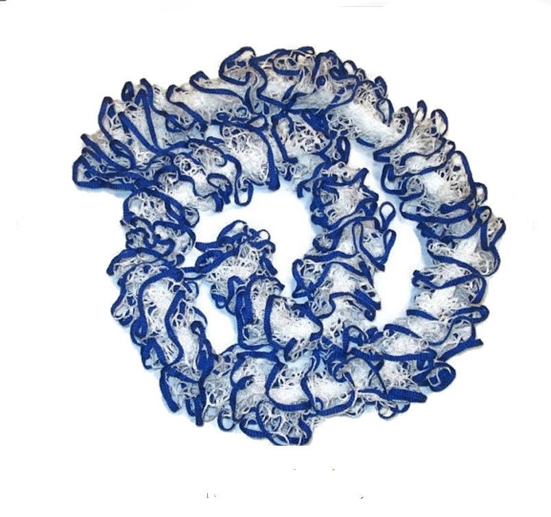 Etsy Ruffle Scarf in Blue and White Yarn Gifts for Her - Etsy