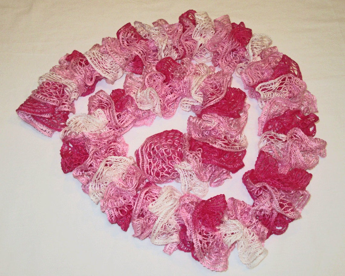 Ruffle Scarf in Pink and White Fashion Scarf Womens Trendy | Etsy