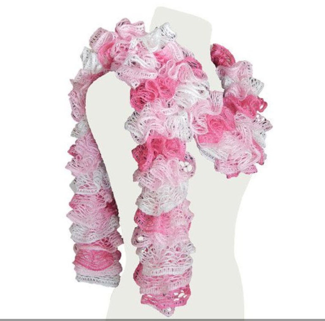 Ruffle Scarf in Pink and White Fashion Scarf Womens Trendy - Etsy