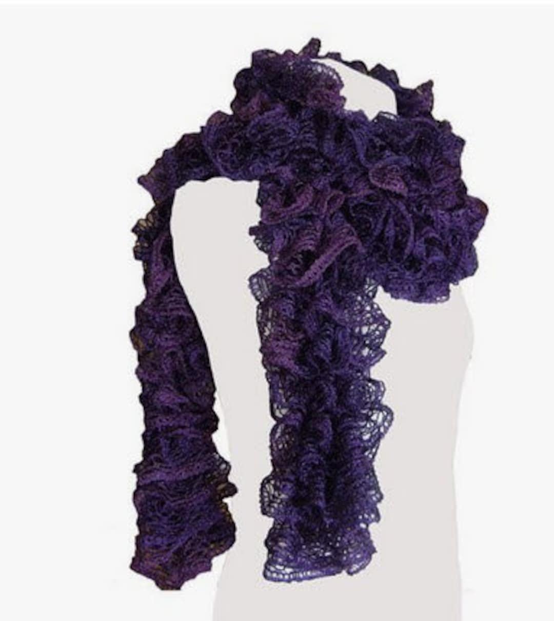 Feminine Ruffle Scarf in Purple, / Fashion Wrap Scarf for Women / Long ...