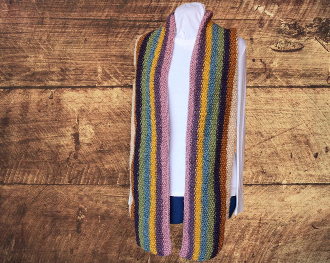 Striped Knit Scarf Pattern Easy to Knit Scarves Super Scarf - Etsy
