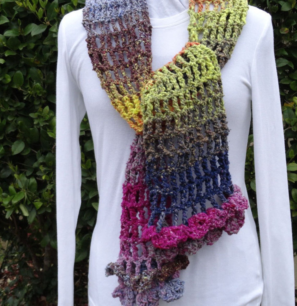 Crochet Scarf Pattern, Wide Trellis Crocheted Scarf Pattern With ...