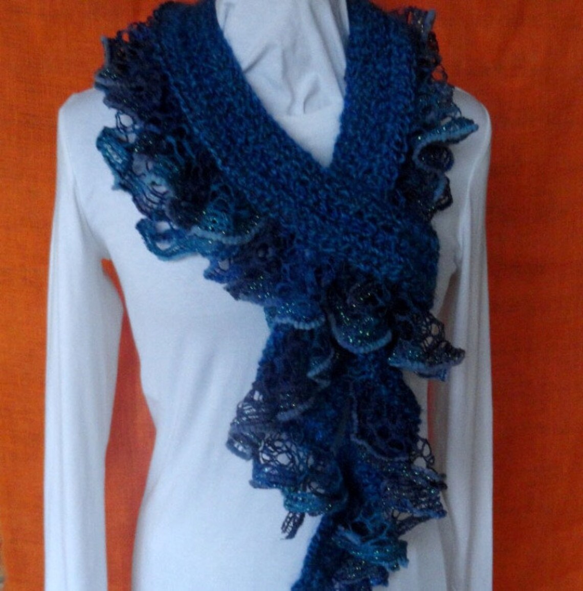 Crochet Scarf Pattern, Crochet Scarf With Ruffle Yarn Edging, Patterns ...