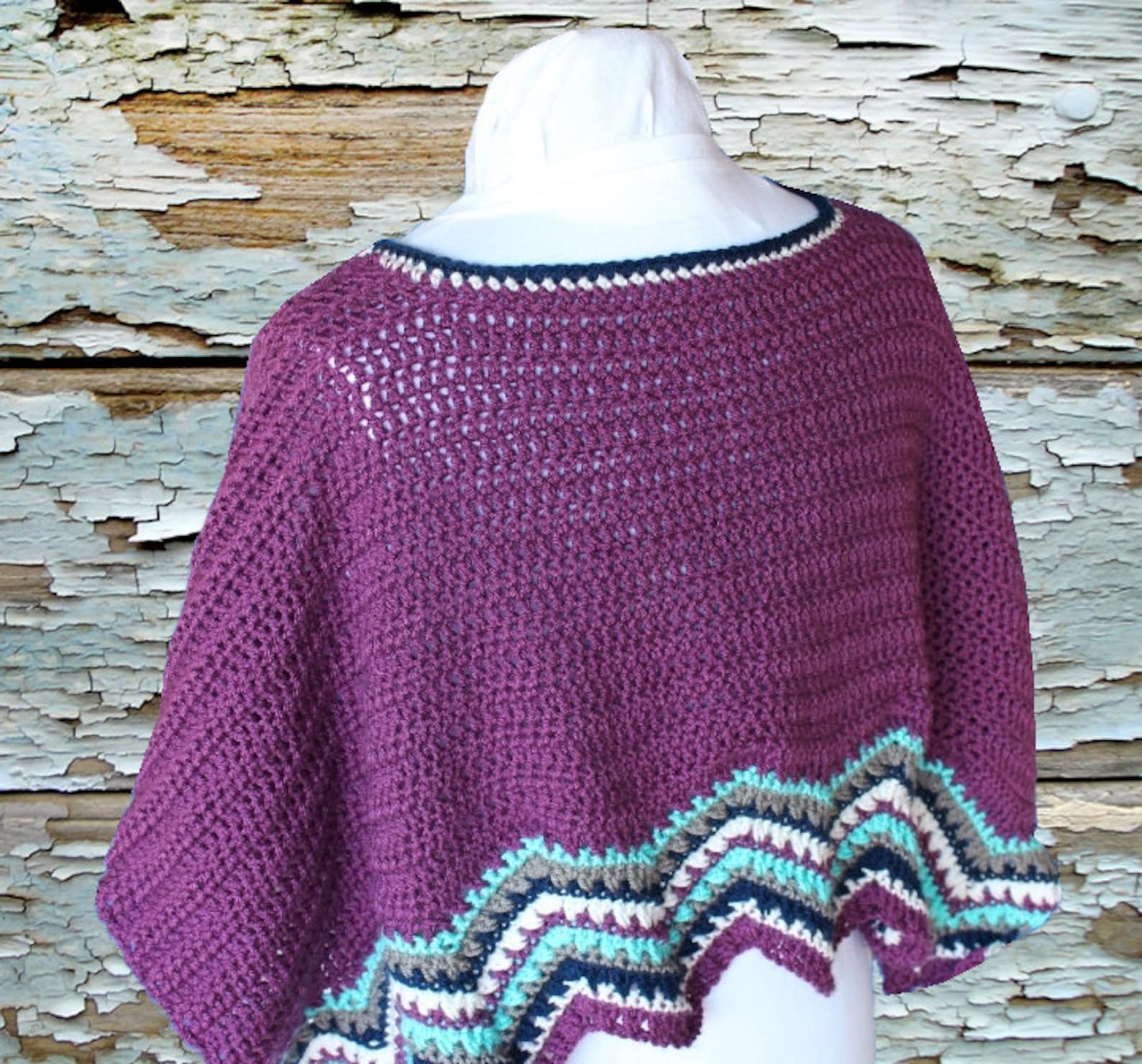 Crochet Pattern for Poncho Crochet Cape Pattern With Chevron - Etsy