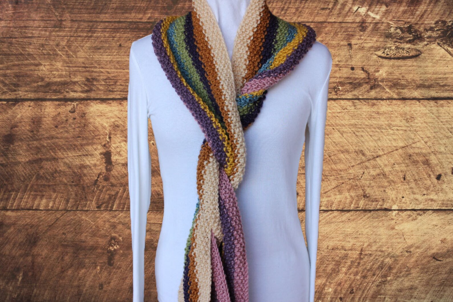 Striped Knit Scarf Pattern Easy to Knit Scarves Super Scarf - Etsy