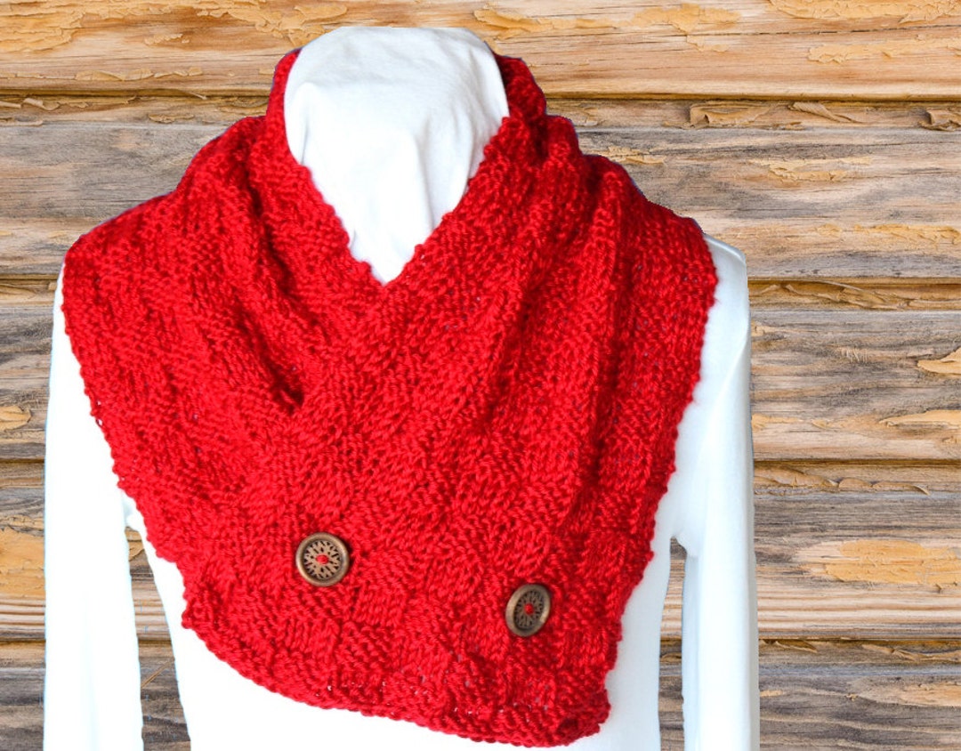 Knit Scarf Pattern With Buttons, Knitting Pattern for Scarf, Easy to ...