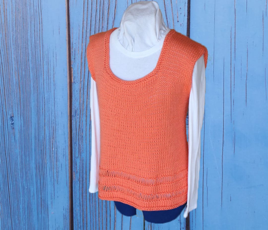Knit Sweater Pattern, Sleeveless Knit Tunic Pattern, Knitting Pattern ...