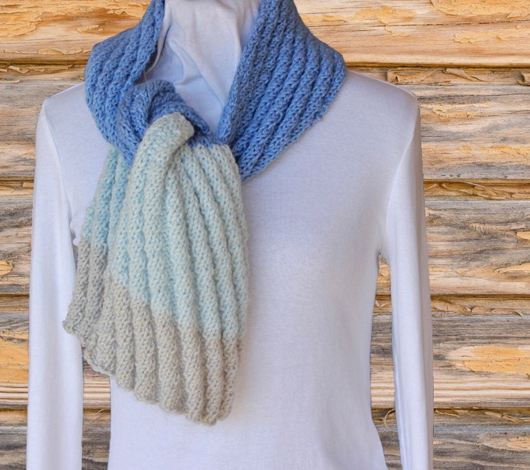 Knitting Pattern for Scarf, Diagonal Rib Knit Scarf Design, Wide Stripe ...