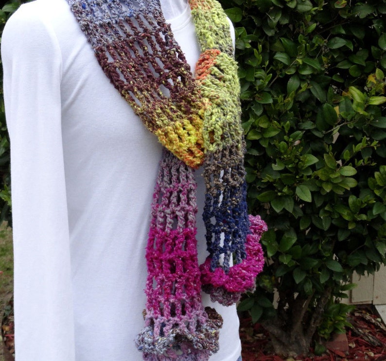 Crochet Scarf Pattern, Wide Trellis Crocheted Scarf Pattern With ...