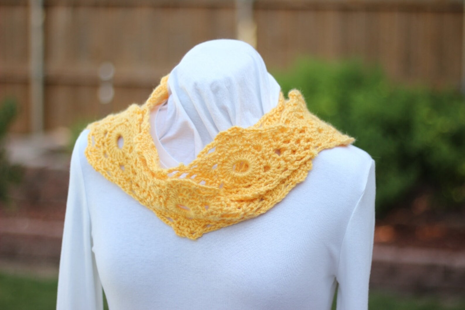 Yellow Scarf Yellow Crocheted Scarves Floral Motif Crochet - Etsy