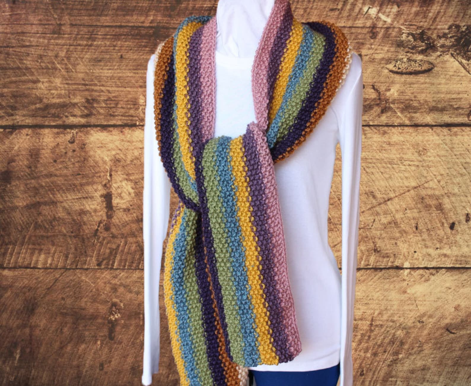 Striped Knit Scarf Pattern, Easy to Knit Scarves, Super Scarf Knit ...