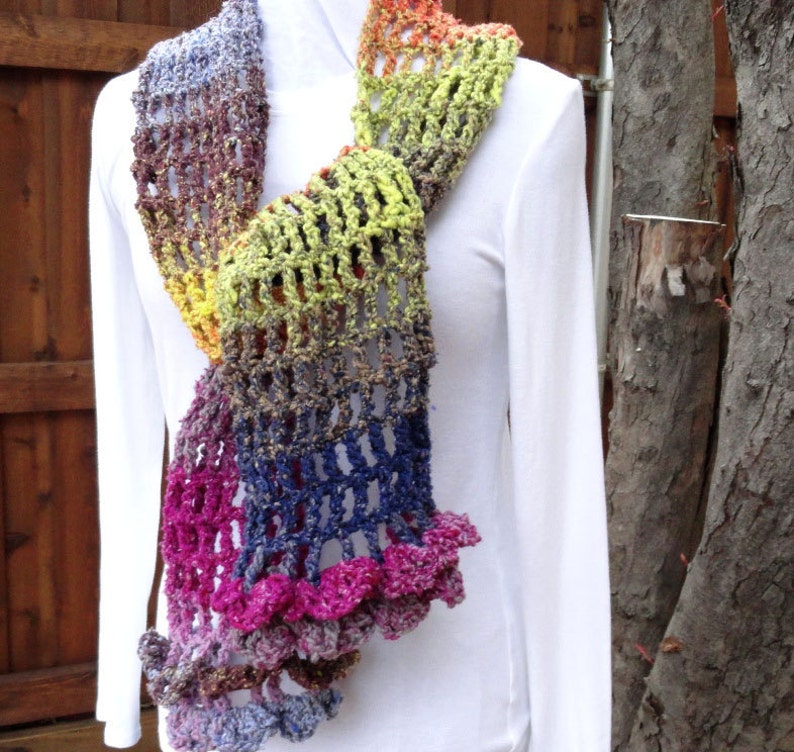Crochet Scarf Pattern, Wide Trellis Crocheted Scarf Pattern With ...
