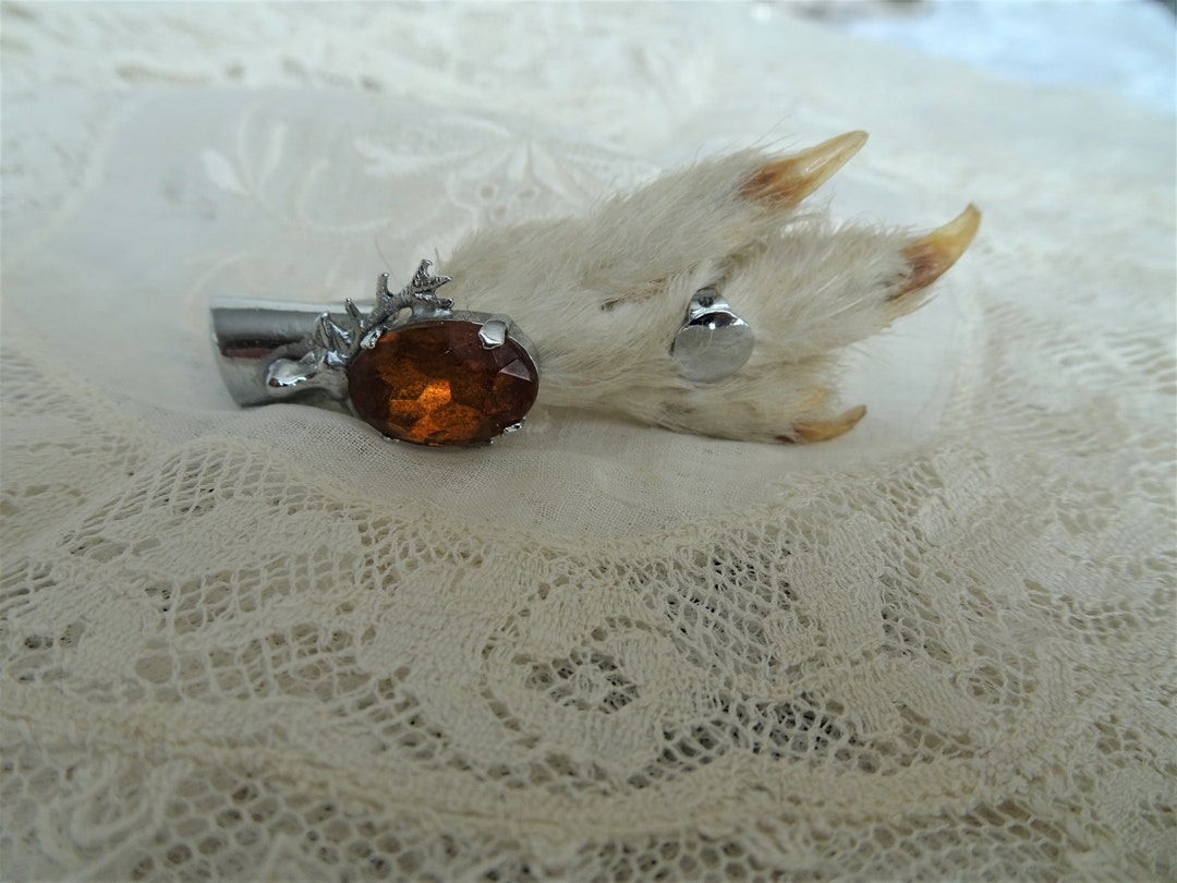 ANTIQUE and Unique Scottish Brooch, Grouse Claw, Citrine Glass Stone ...