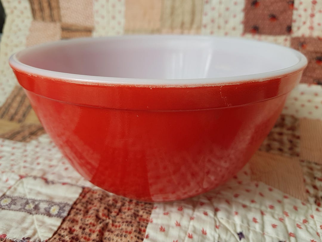 VINTAGE Pyrex Primary Red Mixing Bowl 402, MCM Red Glass Nesting Bowl ...