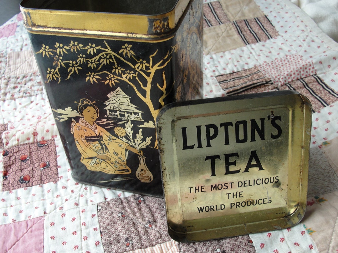 DECORATIVE Vintage Tea Tin,lipton Tin,farm House Decor,tea Canister ...