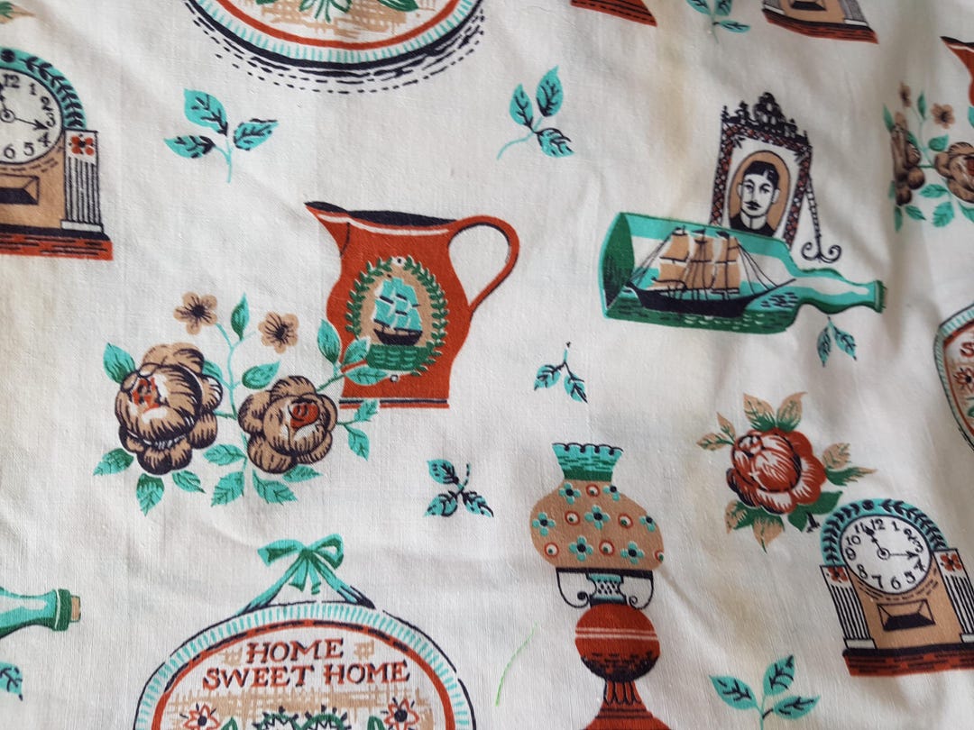 FAB Mid Century Era Fabric,50s Cotton,farm House Decor,great for ...