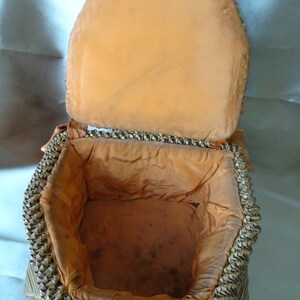 LOVELY Victorian Sewing Basket, Antique Folk Art Woven Straw Basket ...