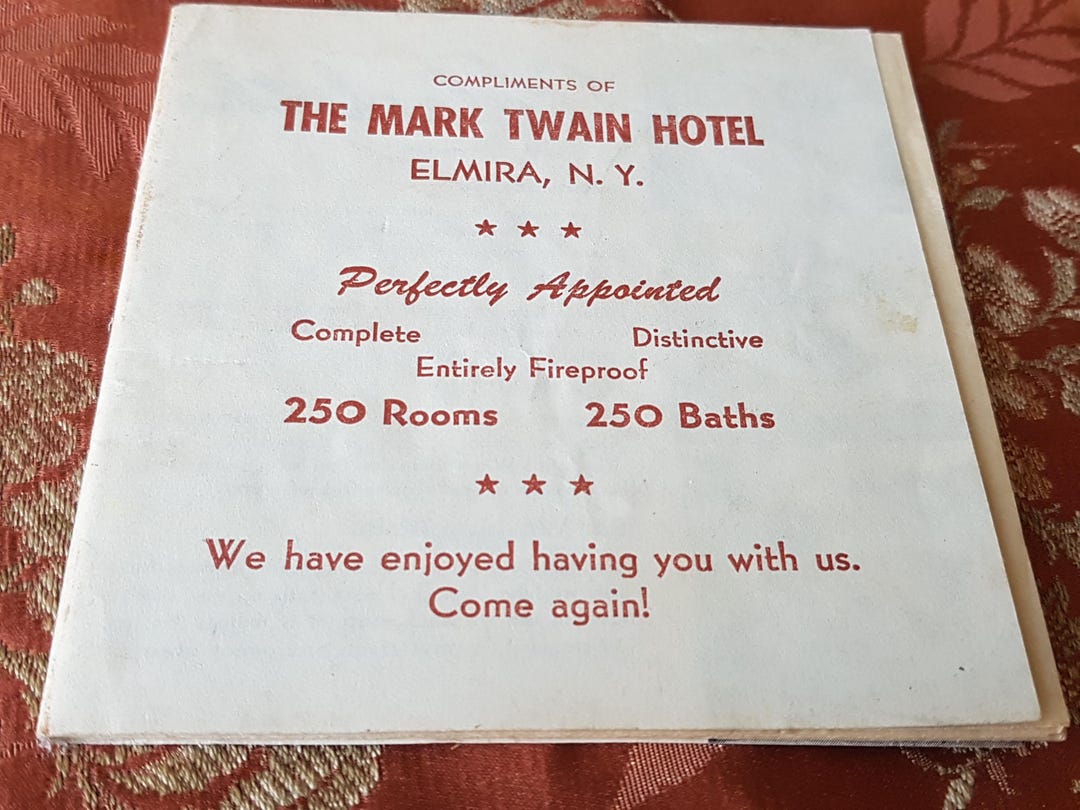 WONDERFUL Late 1940s Advertisement for Mark Twain Hotel Elmira NY With ...