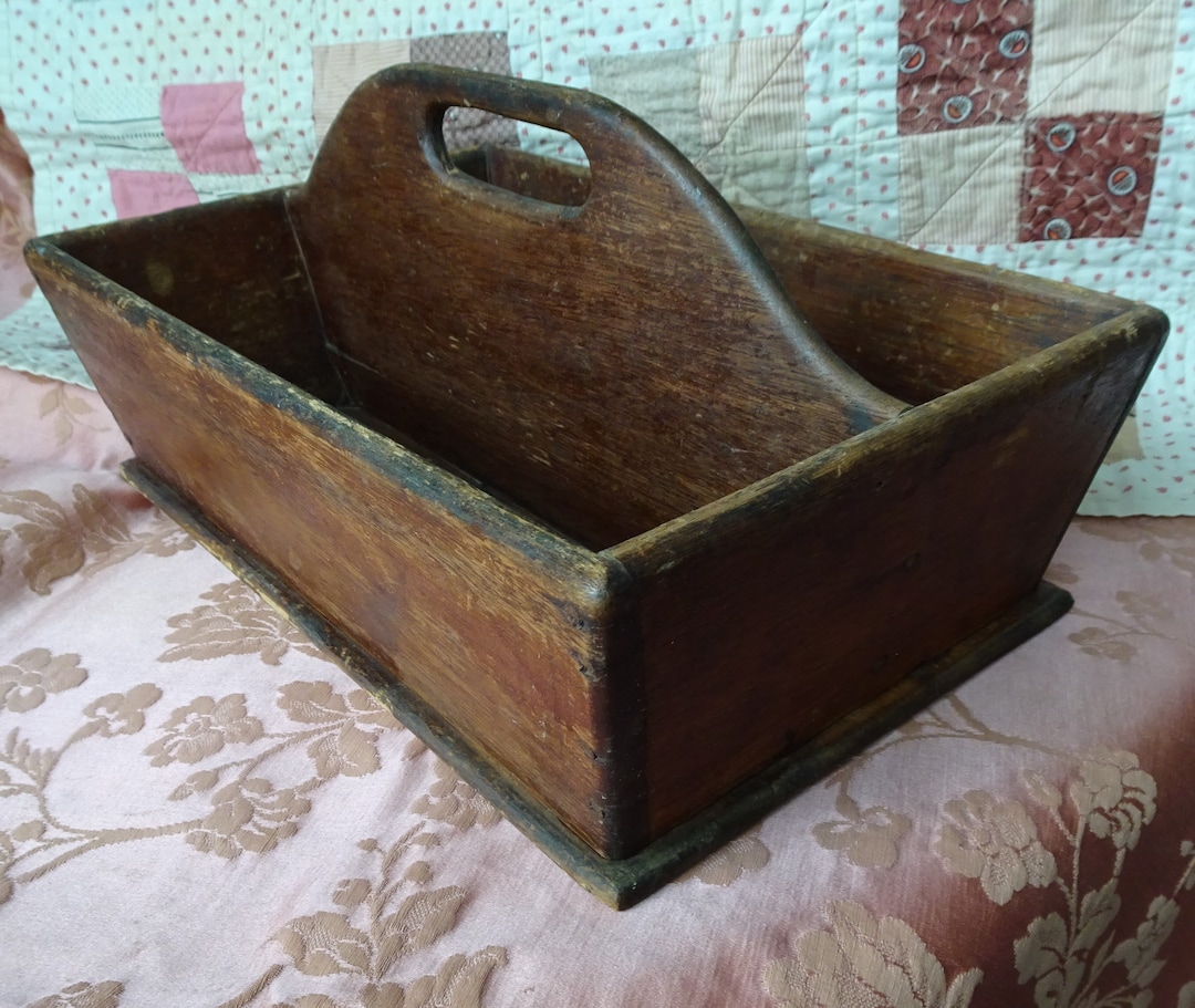 Primitive Wooden Tray,antique Cutlery Box,table Organizer, Wood Box ...