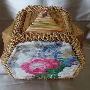 LOVELY Victorian Sewing Basket, Antique Folk Art Woven Straw Basket ...