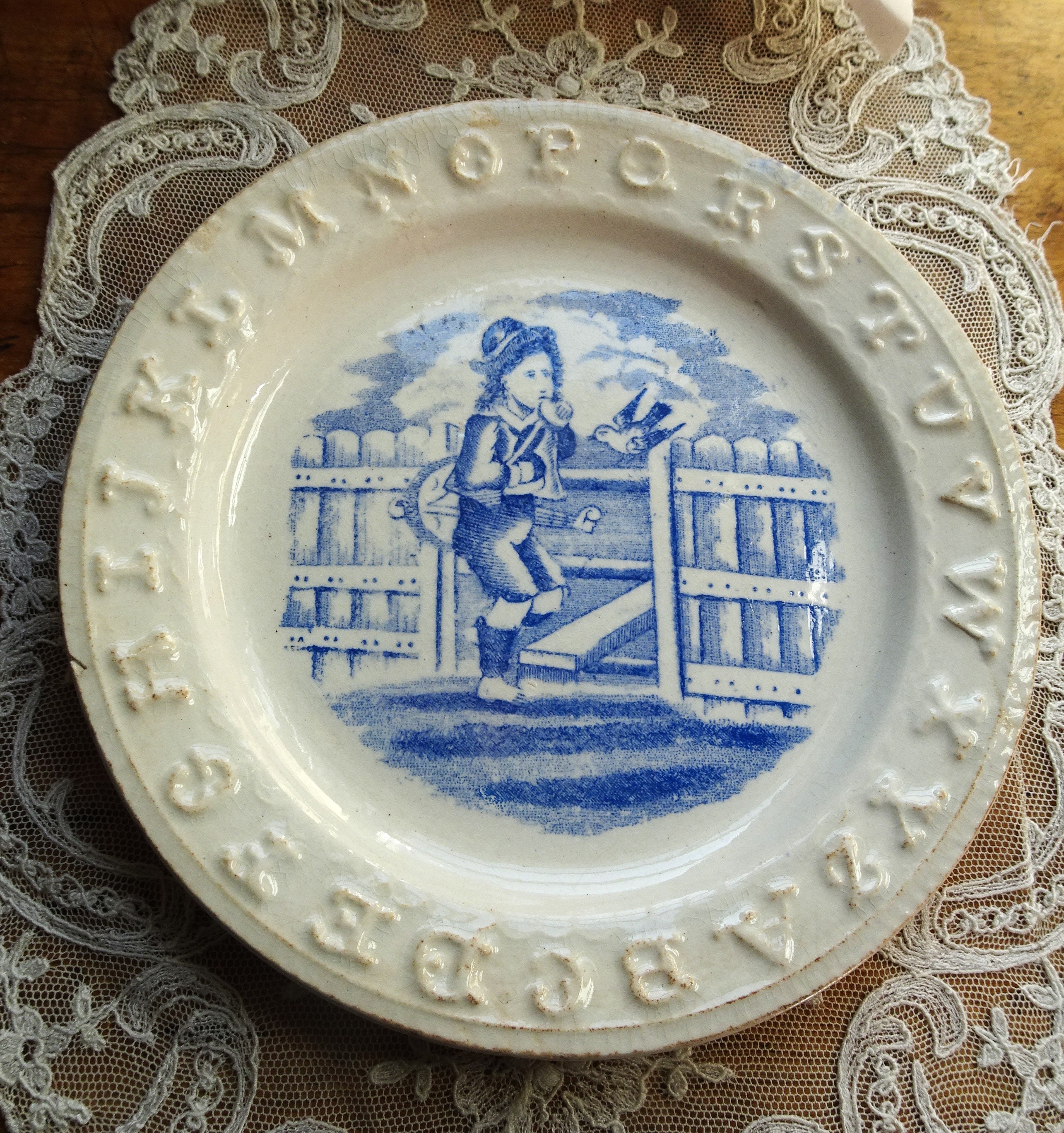 SWEET Antique Staffordshire Children's Embossed ABC Plate - Etsy Canada