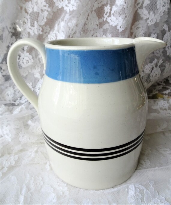 CHARMING Antique Banded Mocha Mochaware Large Jug Pitcher - Etsy