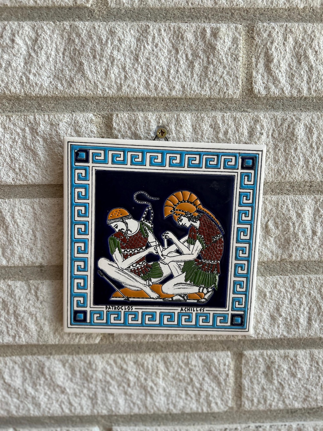 Greek Ceramic Tile Patroclus & Achilles | 15x15 Cm Wall Art | Classical ...