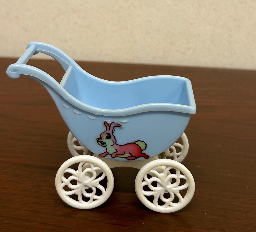 Vintage Dollhouse Baby Stroller (1950s), Blue and White - Etsy
