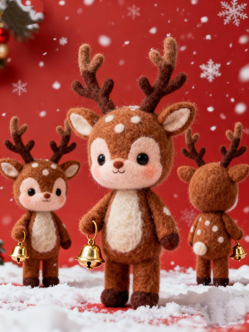 Handmade Wool Felt Christmas Reindeer Ornaments, Christmas Desk Decor ...