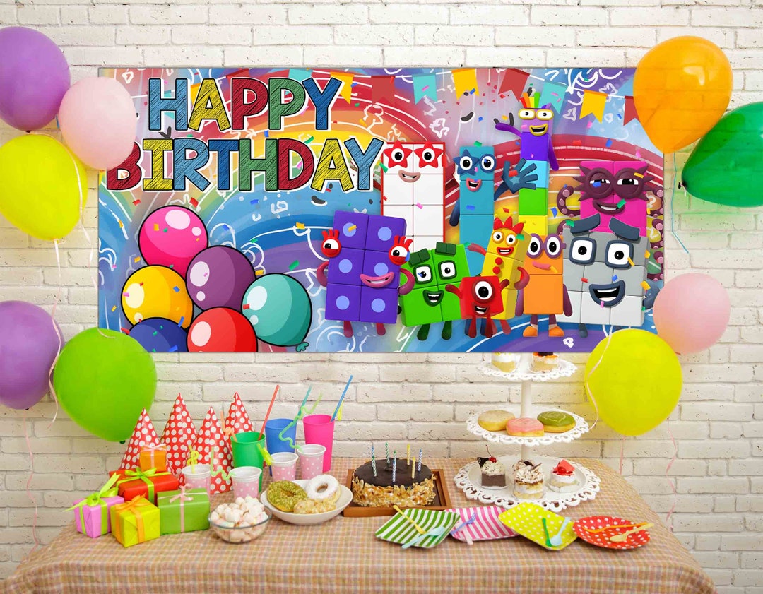 Numberblocks Birthday Backdrop Decoration, Happy Birthday Numberblocks ...