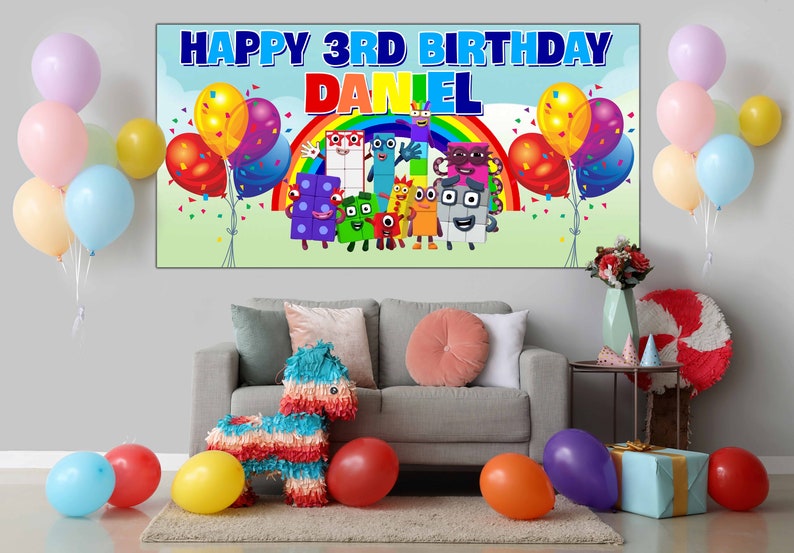 Personalized Birthday Numberblocks Banner, Printable Party Banner ...