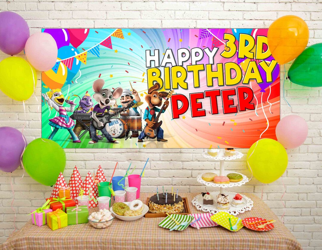 Chuck E Cheese Backdrop, Chuck E Cheese Birthday Backdrop, Chuck E ...