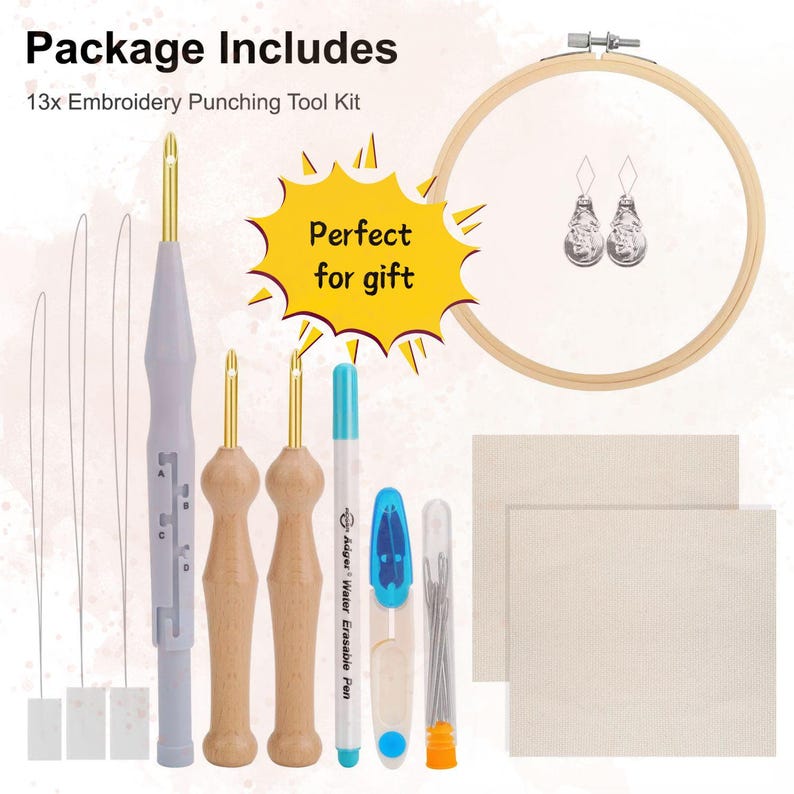 13pcs Punch Needle Embroidery Kit | DIY Magic Embroidery Pen Set for ...