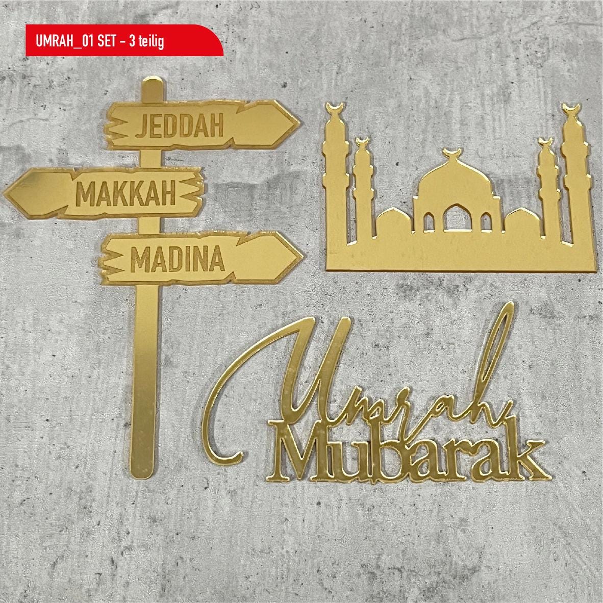 Umrah Mubarak Caketopper Set, Umrah Mubarak, Umrah Kuchen, Umrah ...