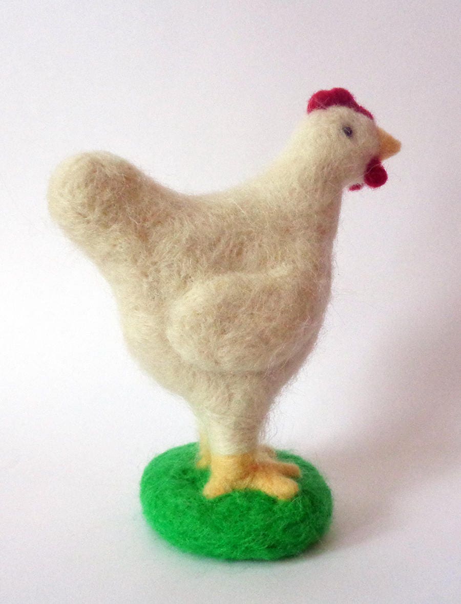 Needle Felted White Hen - Wool Chicken - OOAK Soft Sculpture - Art Doll ...