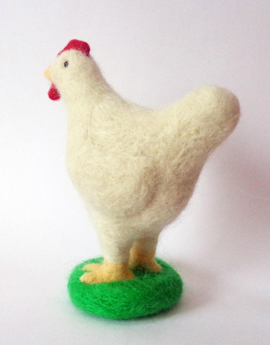Needle Felted White Hen - Wool Chicken - OOAK Soft Sculpture - Art Doll ...