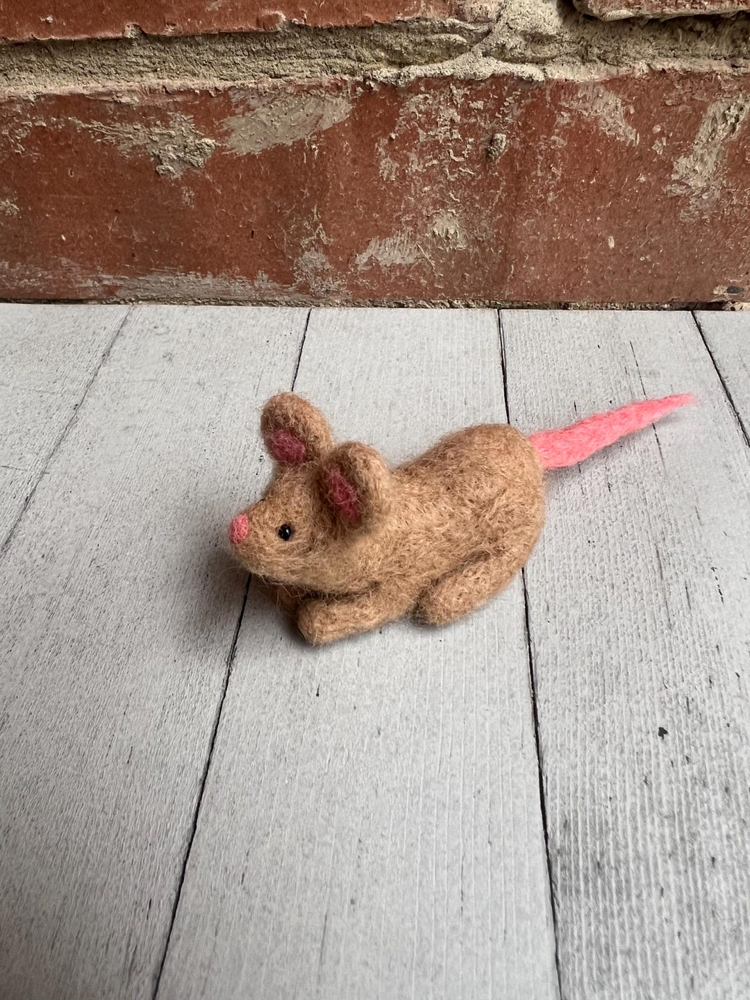 Tan Needle Felted Mouse - Cute Miniature Mini Mice Collector's Mouse ...