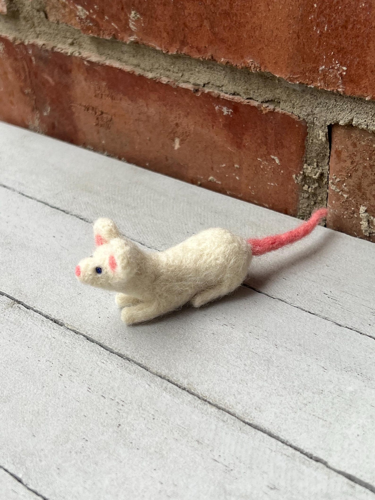 White Needle Felted Mouse With Blue Eyes- Cute Miniature Mini Mice ...