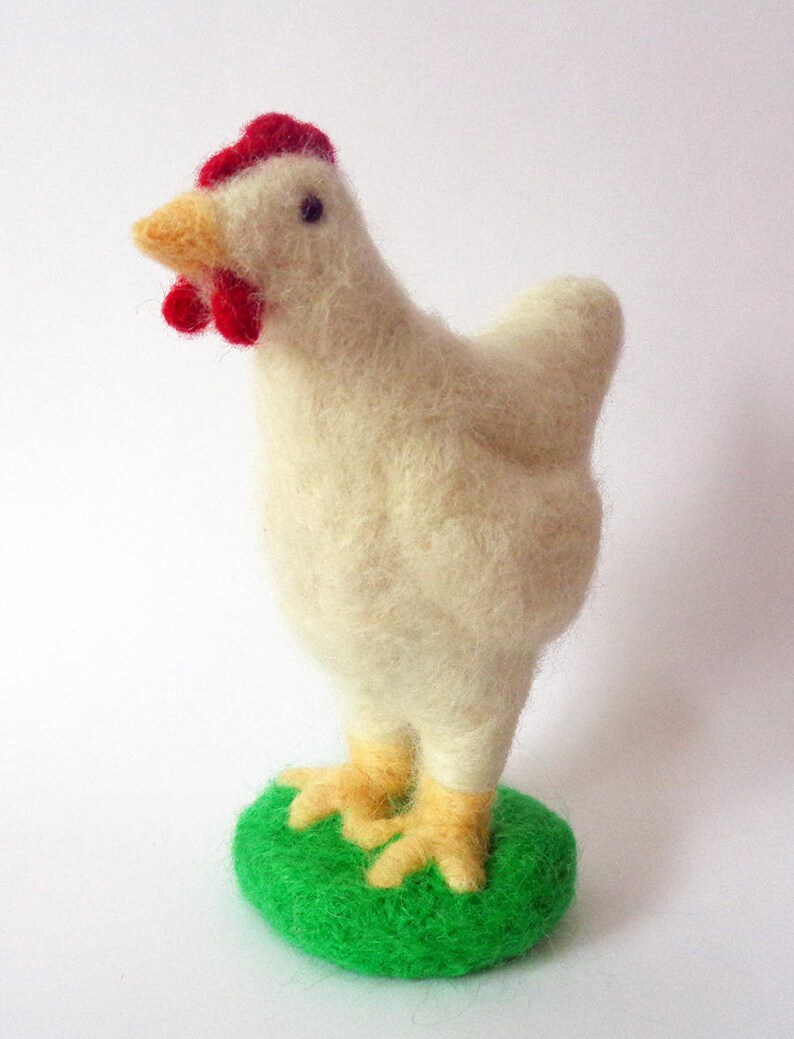 Needle Felted White Hen - Wool Chicken - OOAK Soft Sculpture - Art Doll ...