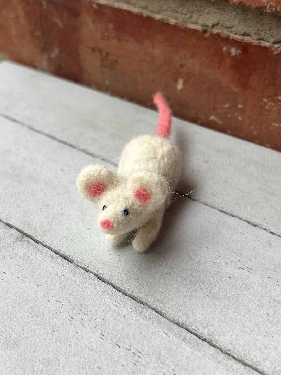 White Needle Felted Mouse With Blue Eyes- Cute Miniature Mini Mice ...