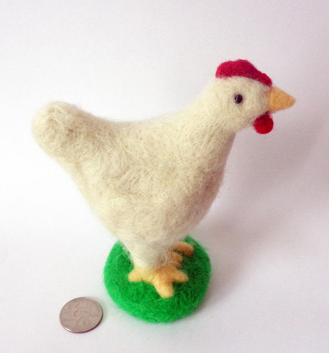 Needle Felted White Hen Wool Chicken OOAK Soft Sculpture Art Doll Farm ...