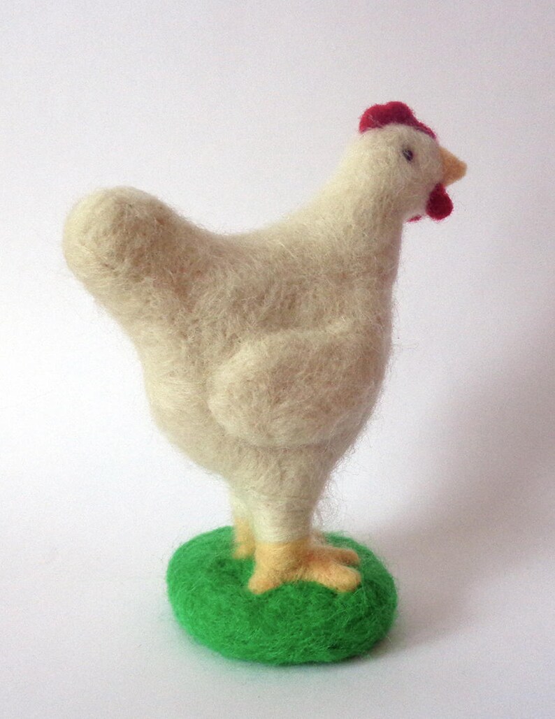 Needle Felted White Hen - Wool Chicken - OOAK Soft Sculpture - Art Doll ...