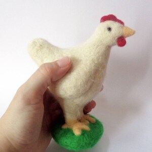 Needle Felted White Hen - Wool Chicken - OOAK Soft Sculpture - Art Doll ...