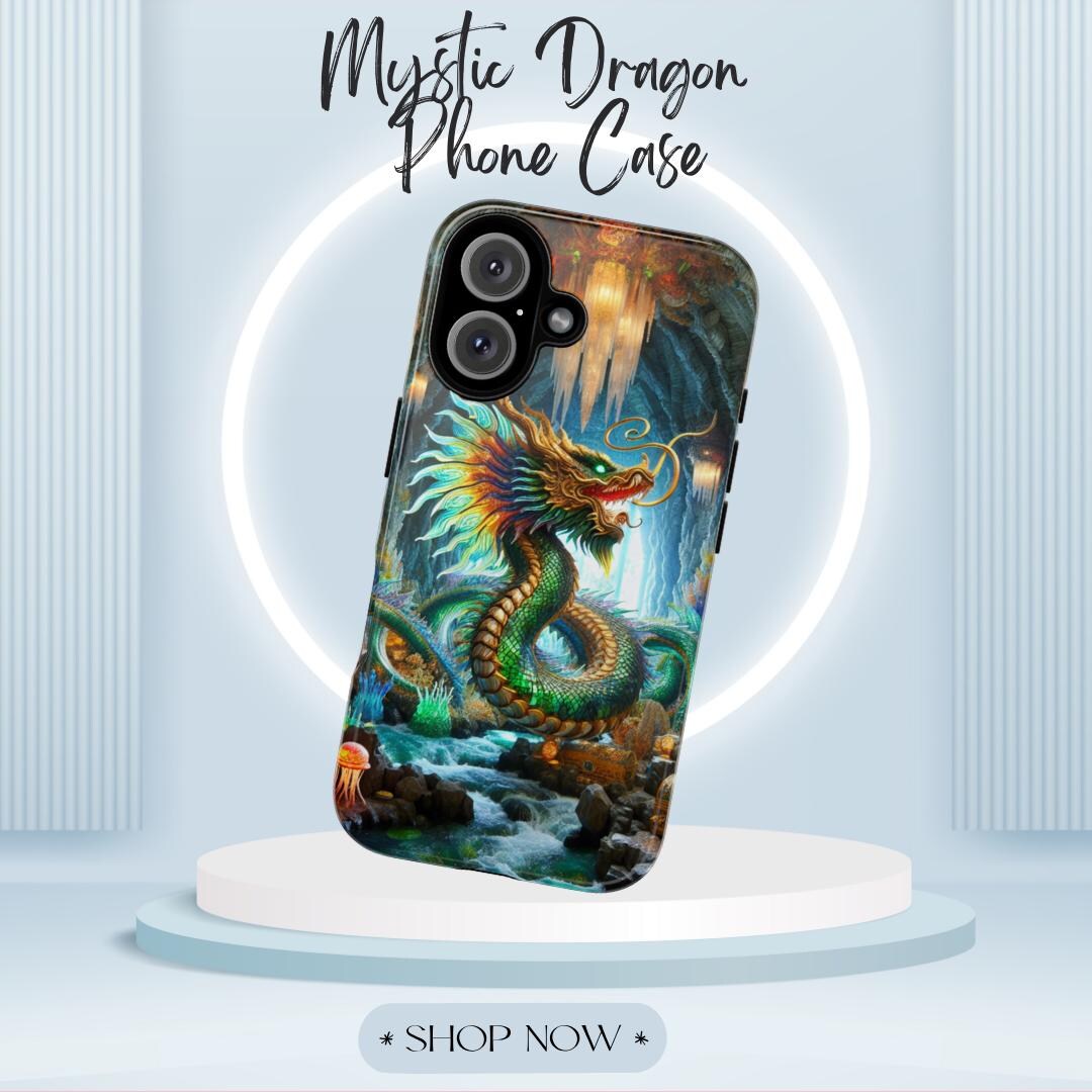 Mystic Dragon Phone Case - Fantasy Cave Dragon Art, Vibrant Mythical ...