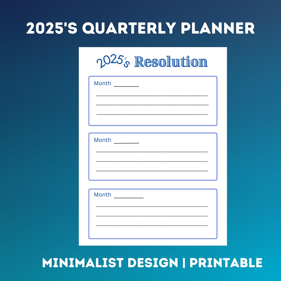 2025 Quarterly Resolution Planner Printable New Year Goal PDF ...